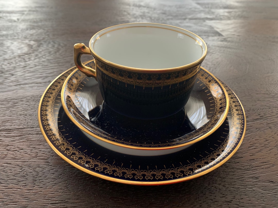 The Royal Cobalt Blue Coffee Trio Romanov Collection Cup Saucer With ...