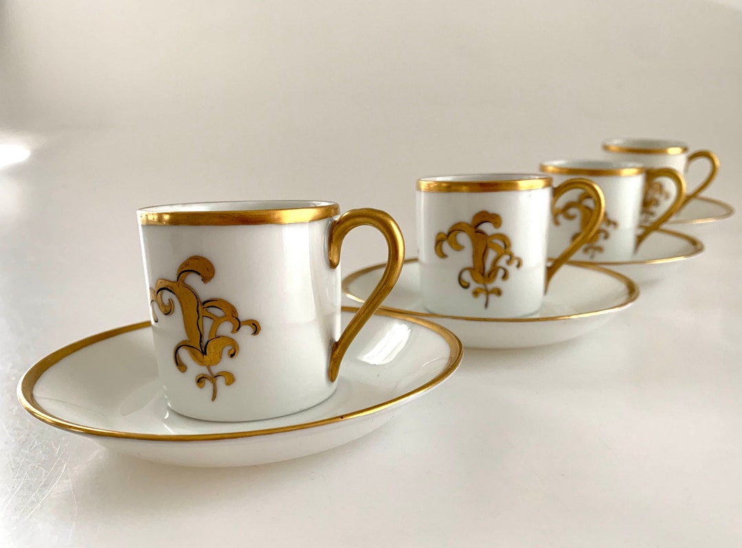 Vintage Espresso Coffee Set for 4 Porcelain Small Coffee Cup and Saucer ...