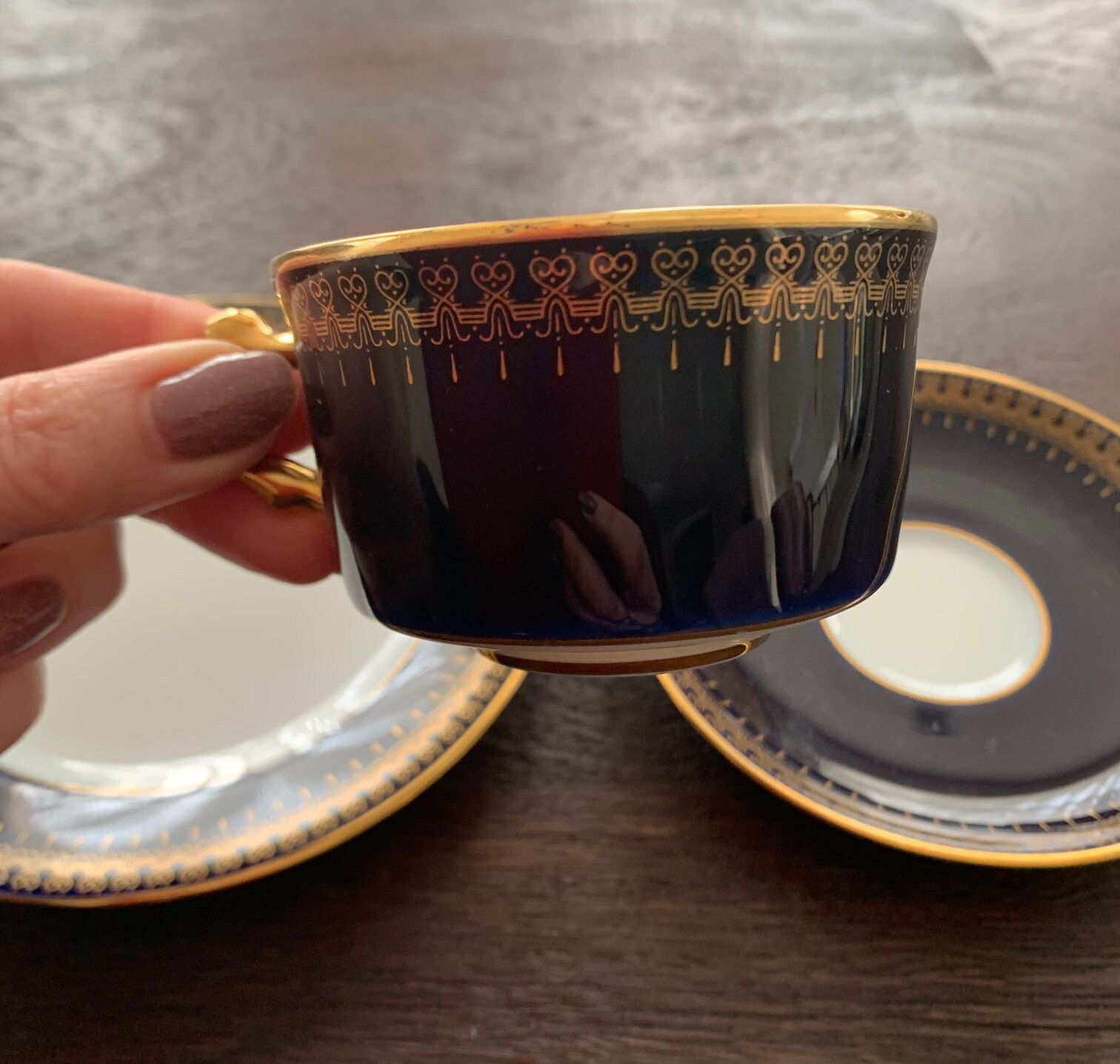 The Royal Cobalt Blue Coffee Trio Romanov Collection Cup Saucer With ...