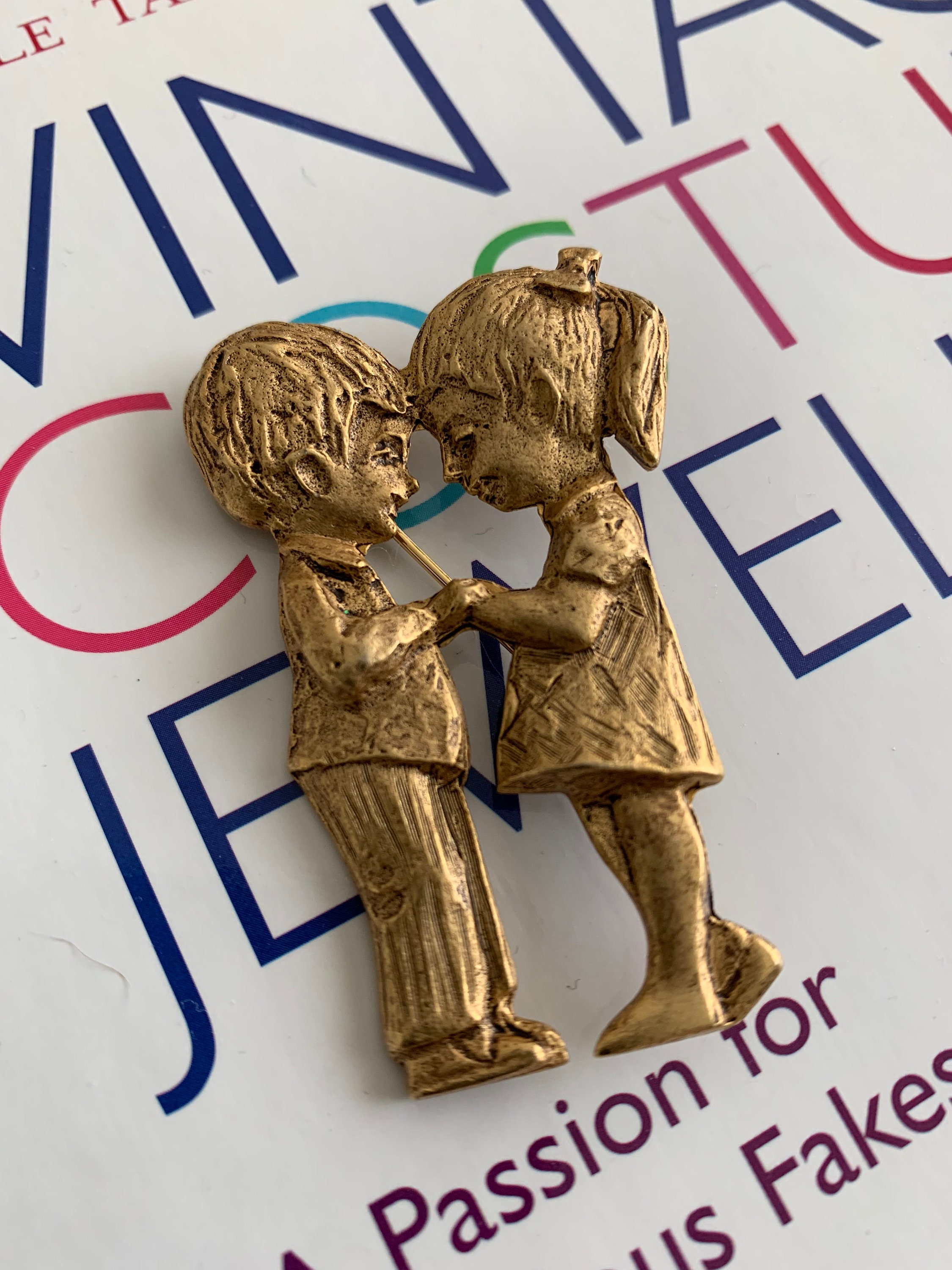 Vintage 1980s Brooch Luca Razza Young Love Girl & Boy Brooch - Etsy