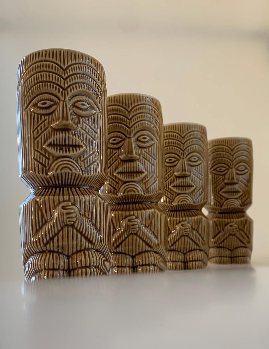 Vintage Fred Roberts Tiki Mugs Set, Hawaii Style Ceramic Barware - Etsy