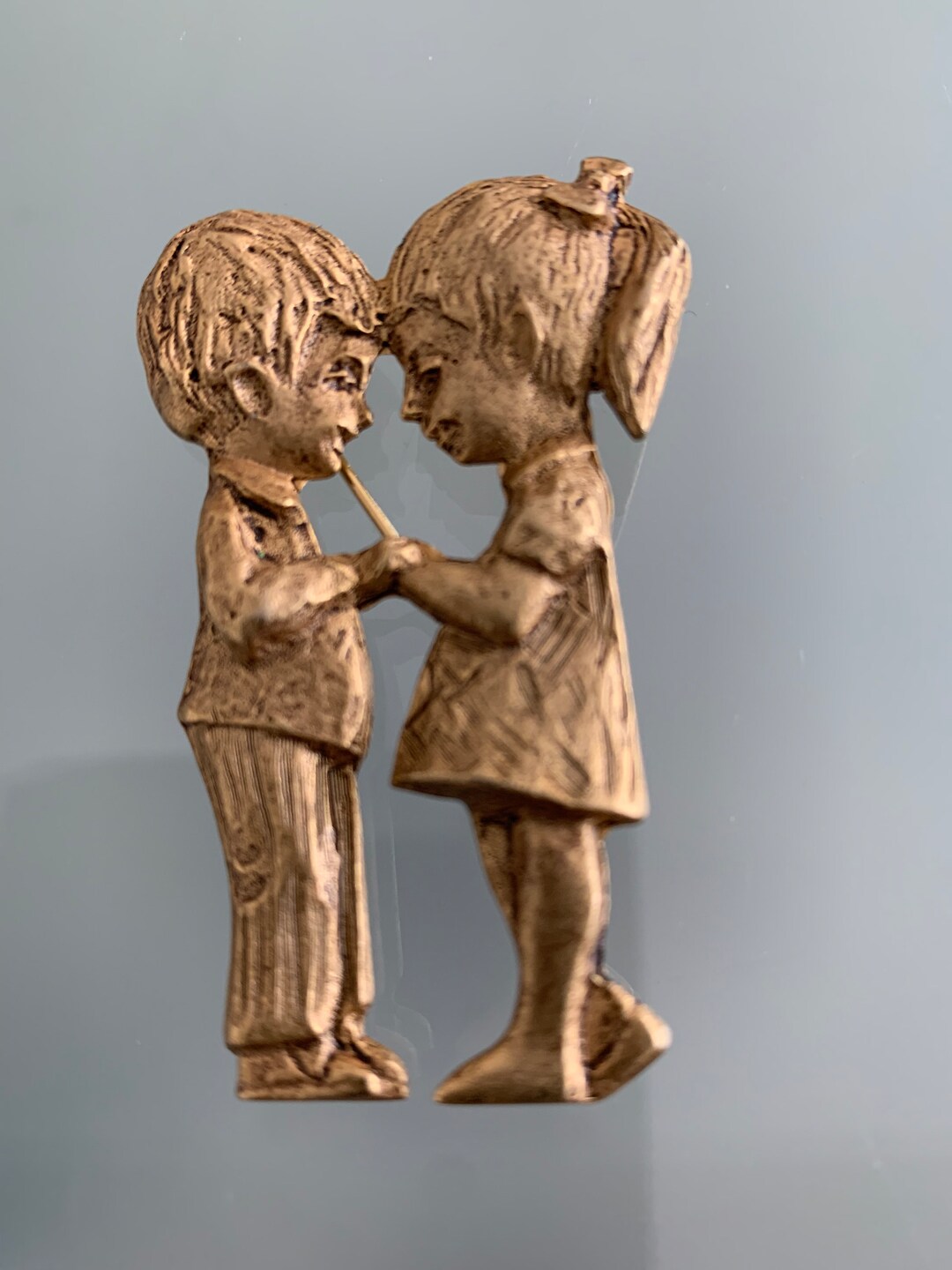 Vintage 1980s Brooch Luca Razza Young Love Girl & Boy Brooch Courtship ...