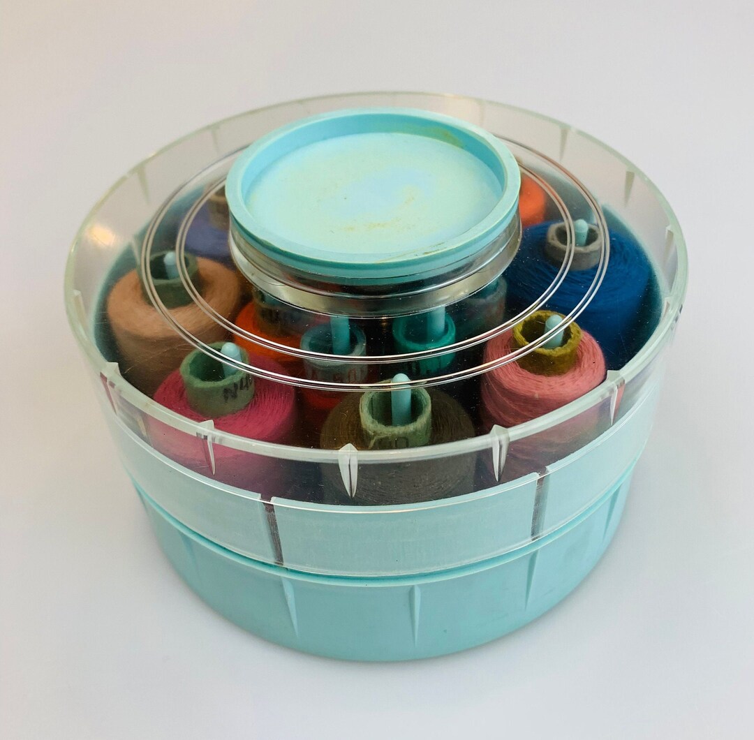 Vintage Container for Storing Threads Transparent Round Threads Box ...