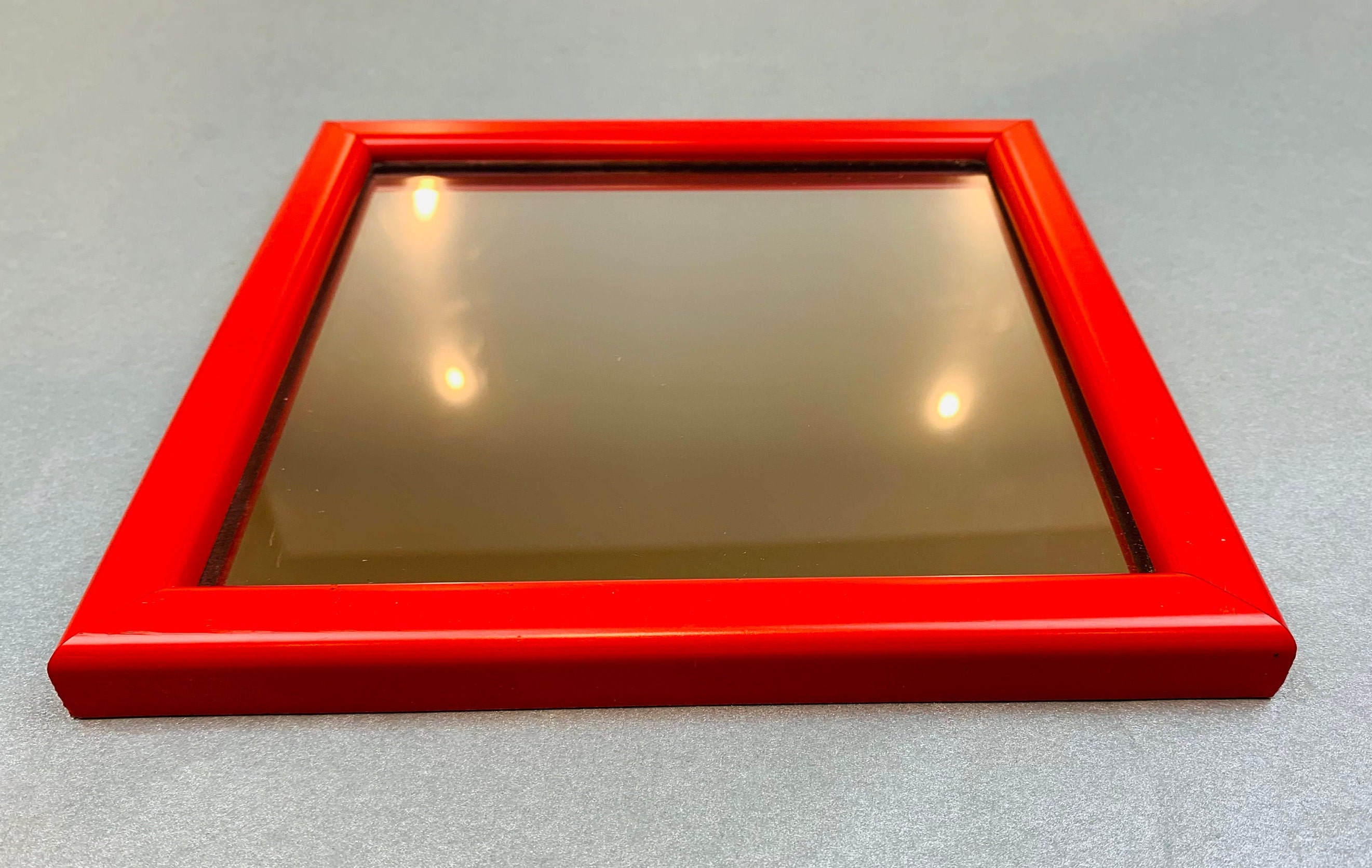 Mirror Framed in a Square Red Plastic Frame Wall Decor Home - Etsy