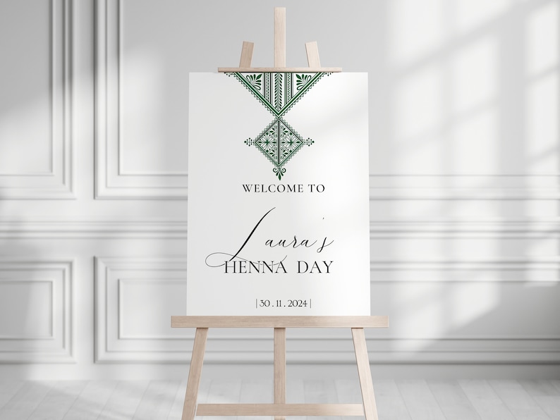 HENNA WELCOME SIGN , Green Fessi Welcome Sign , Traditional Wedding ...