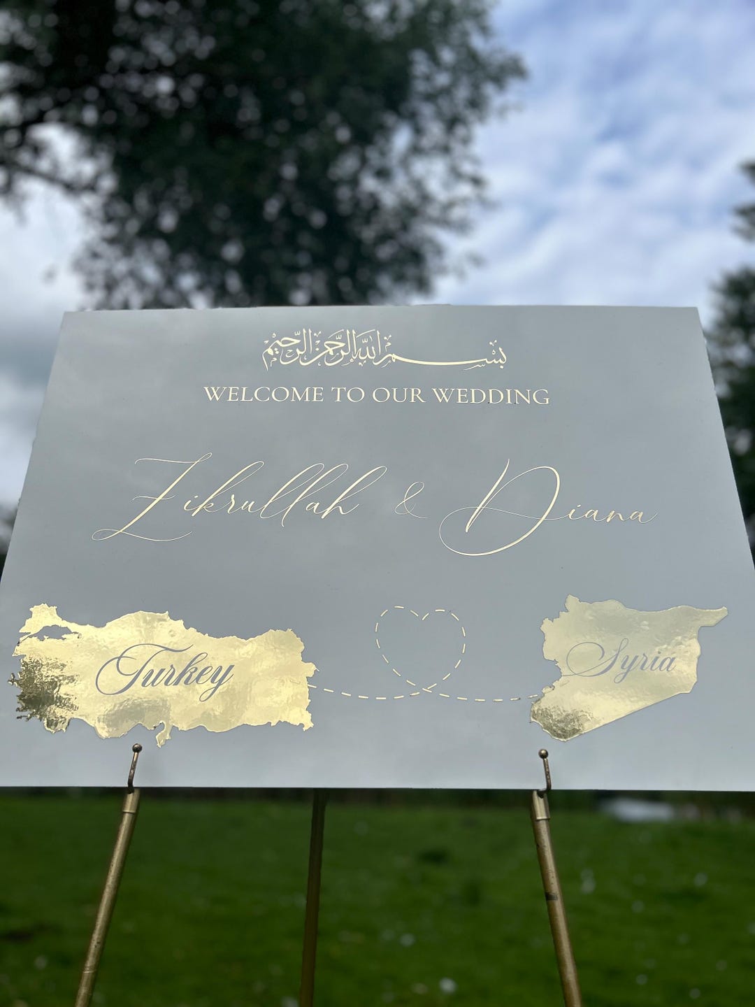 Personalized White Acrylic Islamic Wedding Welcome Sign | Welcome Sign ...