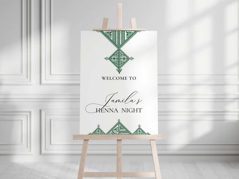 HENNA WELCOME SIGN , Green Fessi Docorated Welcome Sign , Traditional ...