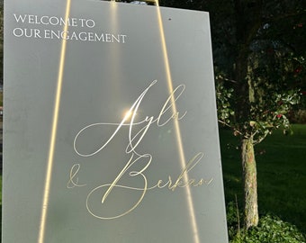 Frosted Acrylic Wedding Welcome Sign Board | International Couple ...