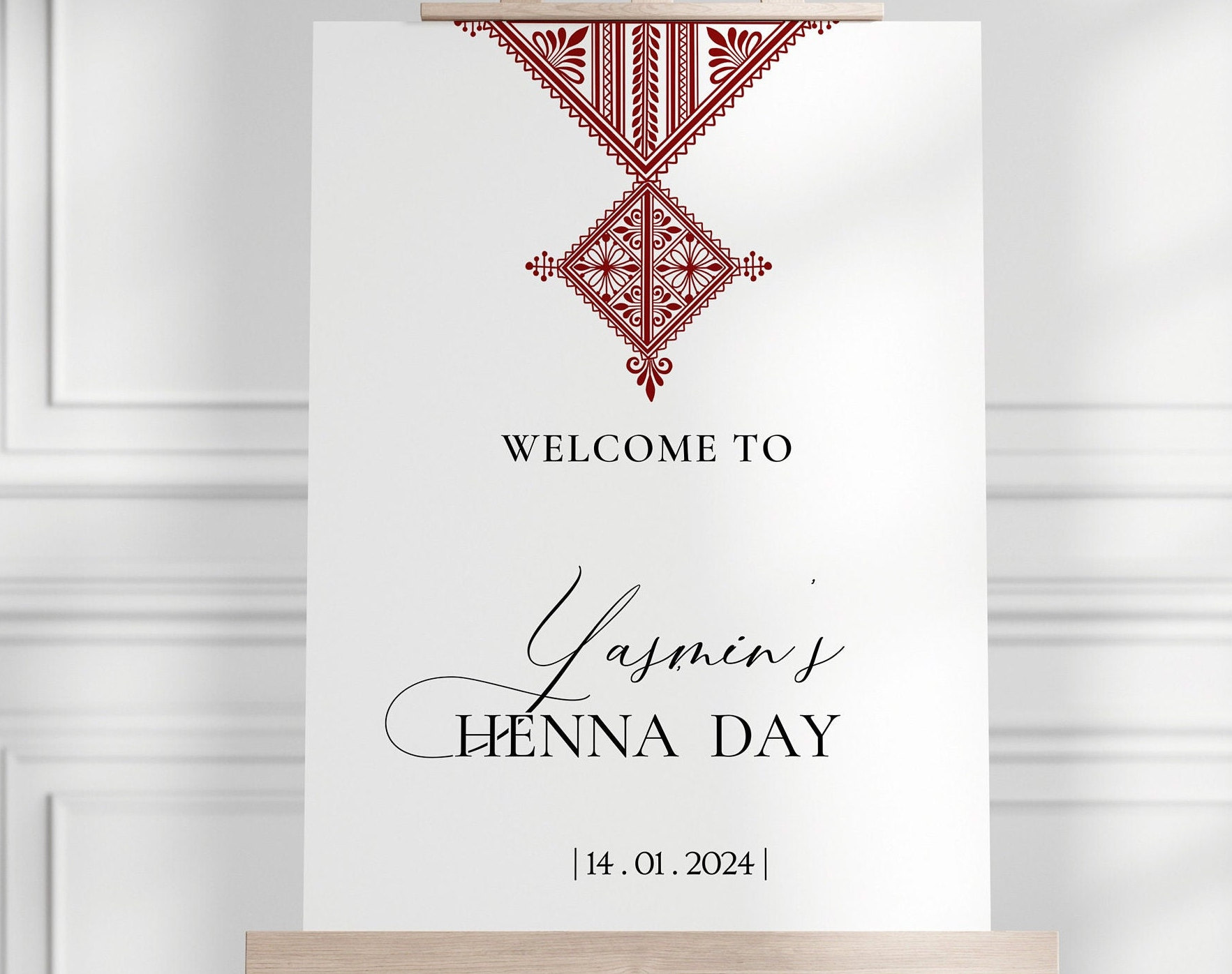 HENNA WELCOME SIGN , Bordeaux Red Fessi Welcome Sign , Traditional ...