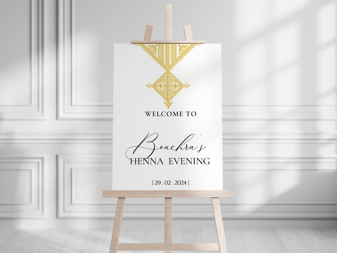 HENNA WELCOME SIGN , Gold Welcome Sign , Traditional Wedding , Muslim ...