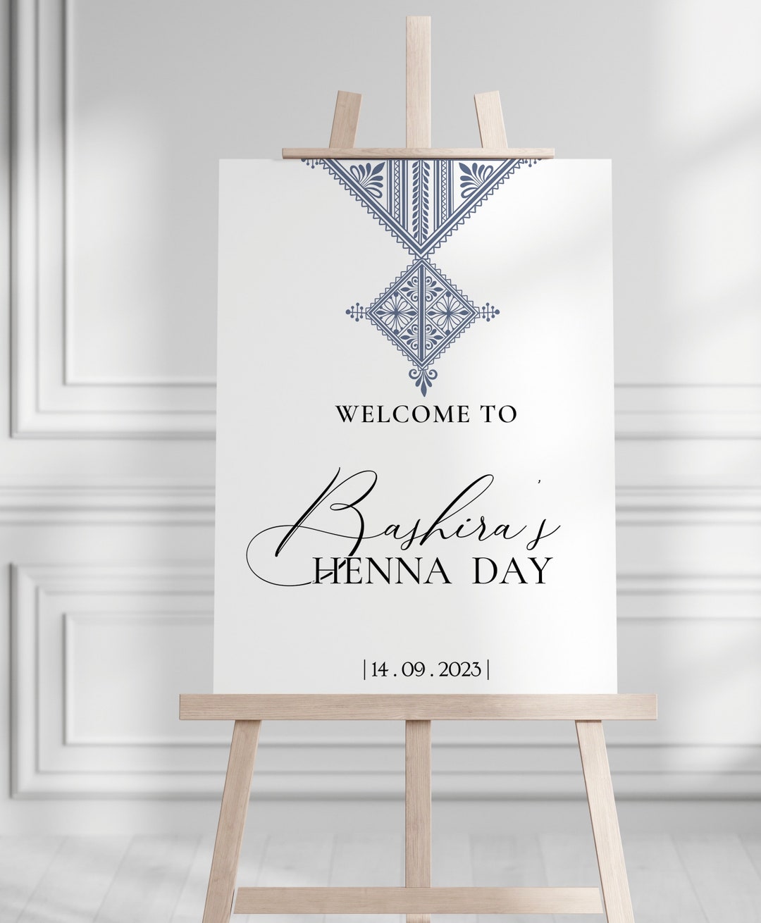 HENNA WELCOME SIGN , Blue Fessi Welcome Sign , Traditional Wedding ...