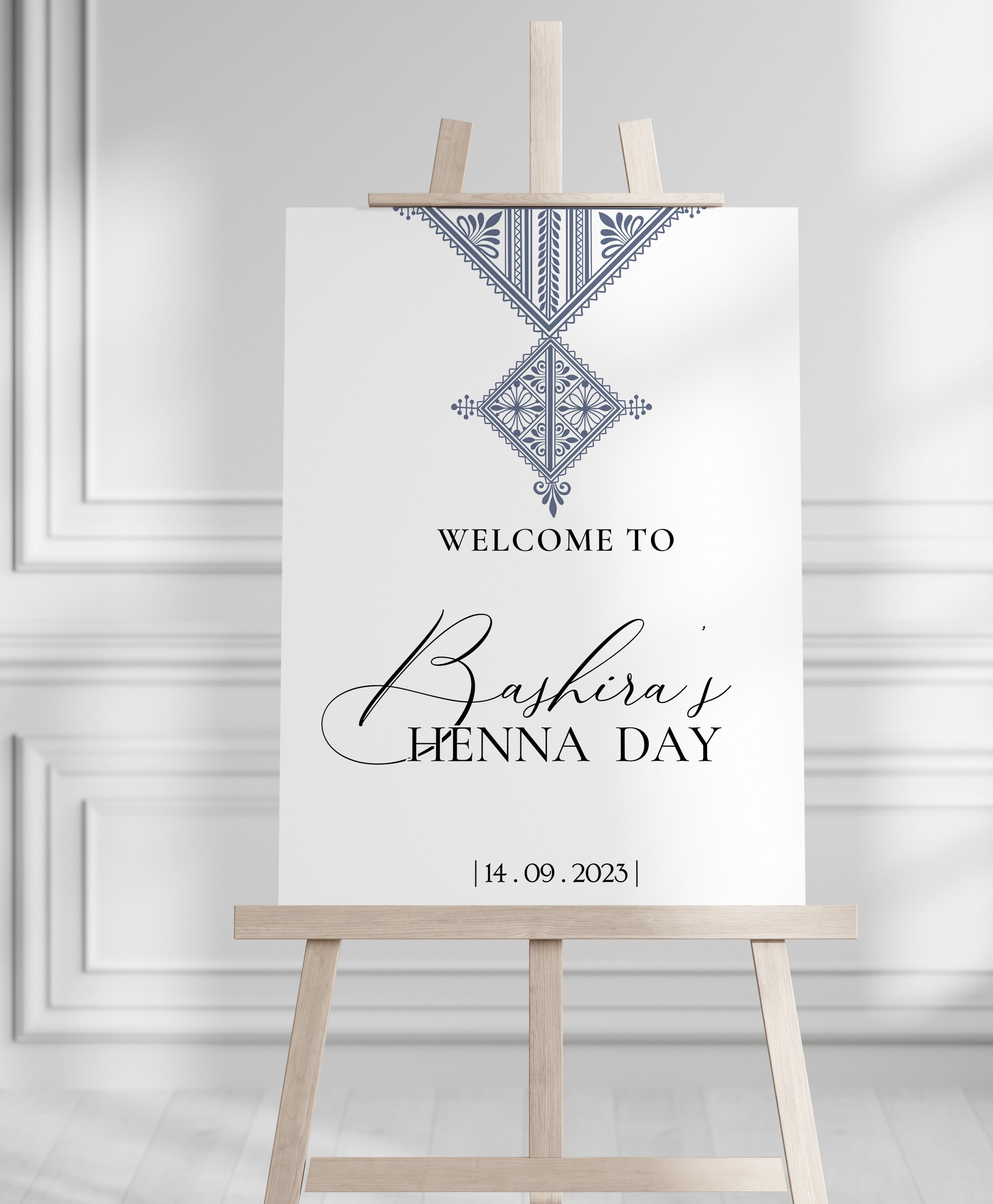 HENNA WELCOME SIGN , Blue Fessi Welcome Sign , Traditional Wedding ...