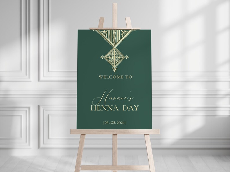 HENNA WELCOME SIGN | Green Gold Welcome Sign | Traditional Walima ...