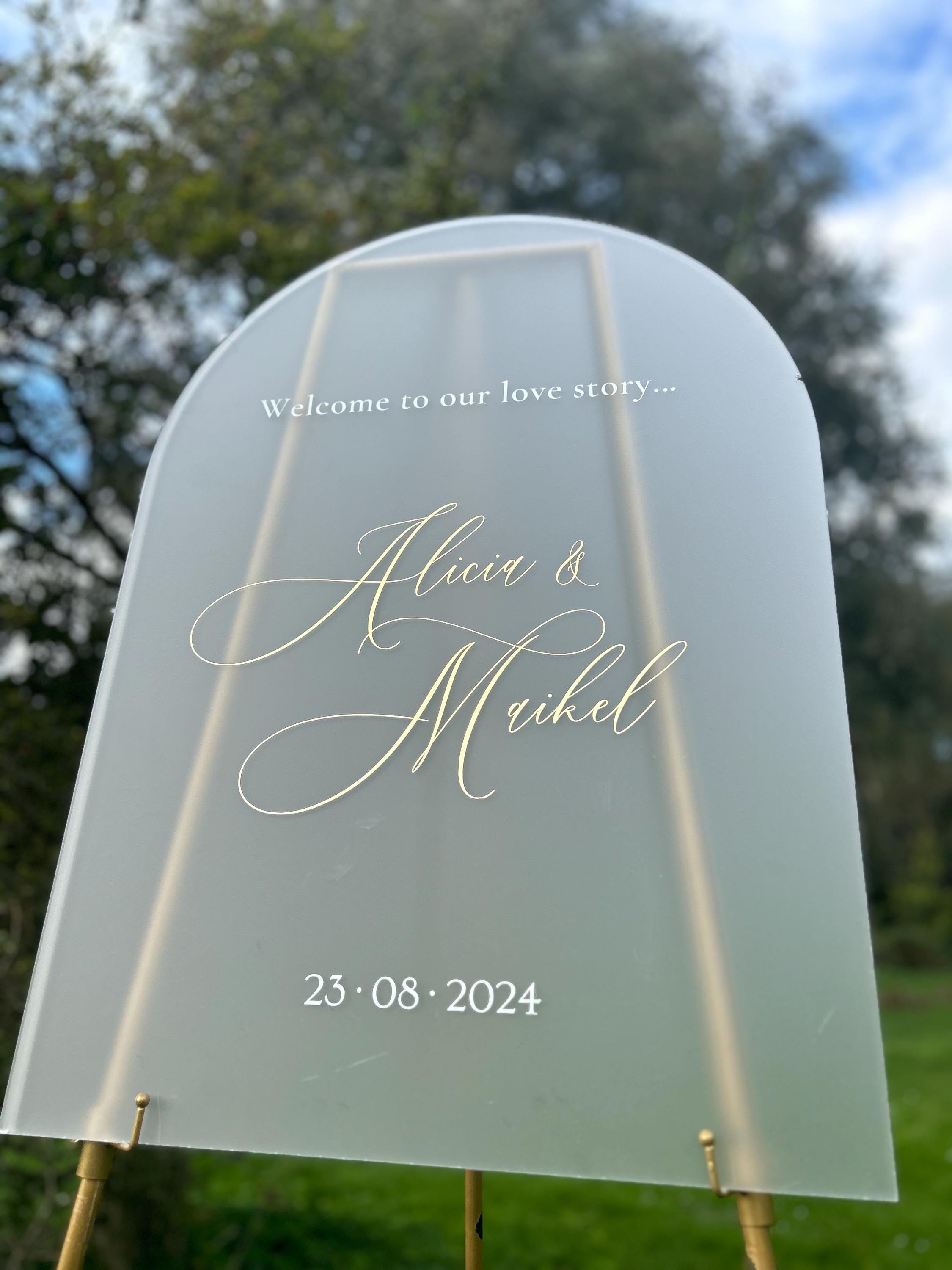 Frosted Arched Acrylic Wedding Welcome Sign | Welcome Sign Custom Text ...