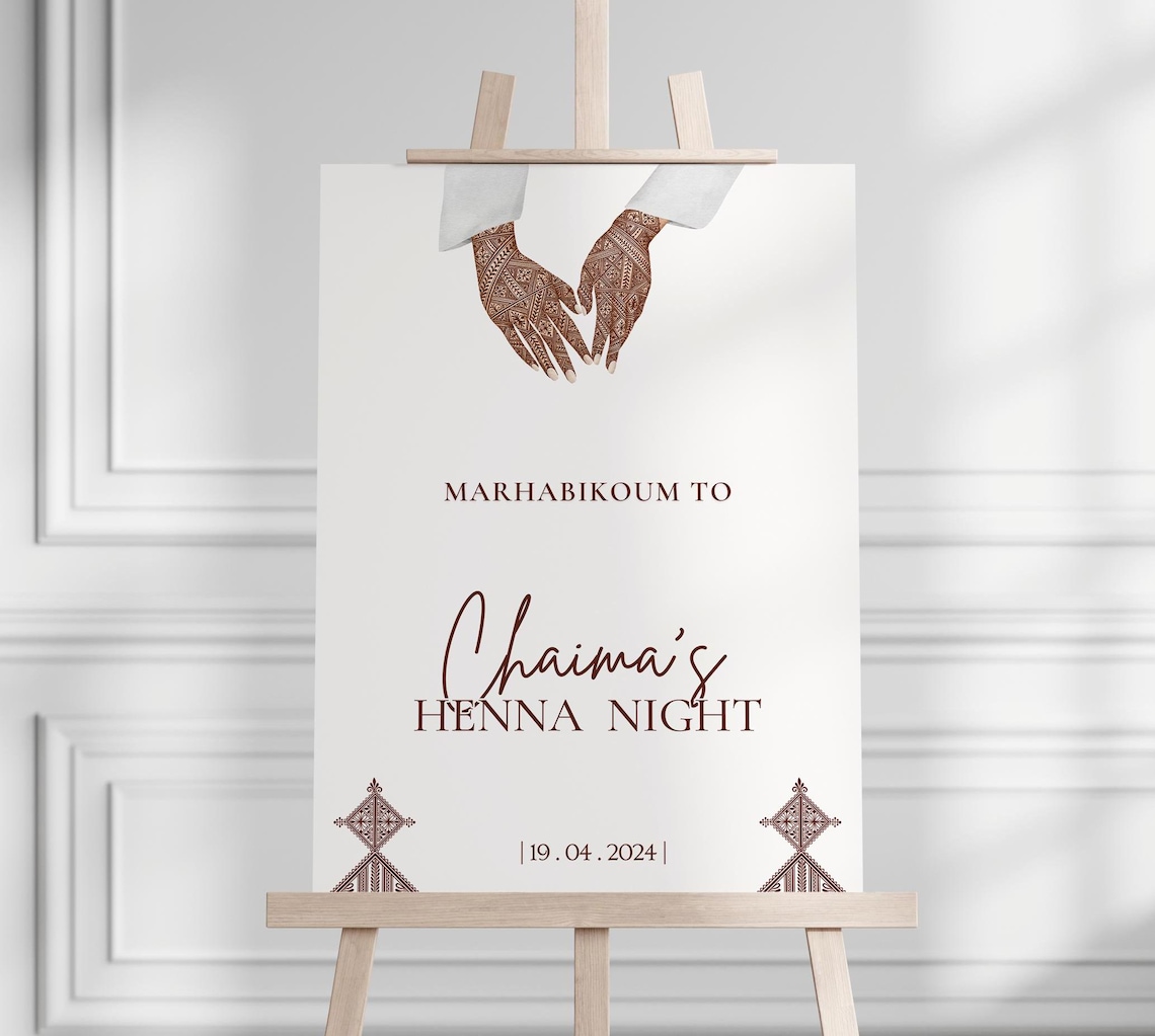 HENNA Welcome SIGN | Adjun Fessi Welcome Sign | Traditional Wedding ...