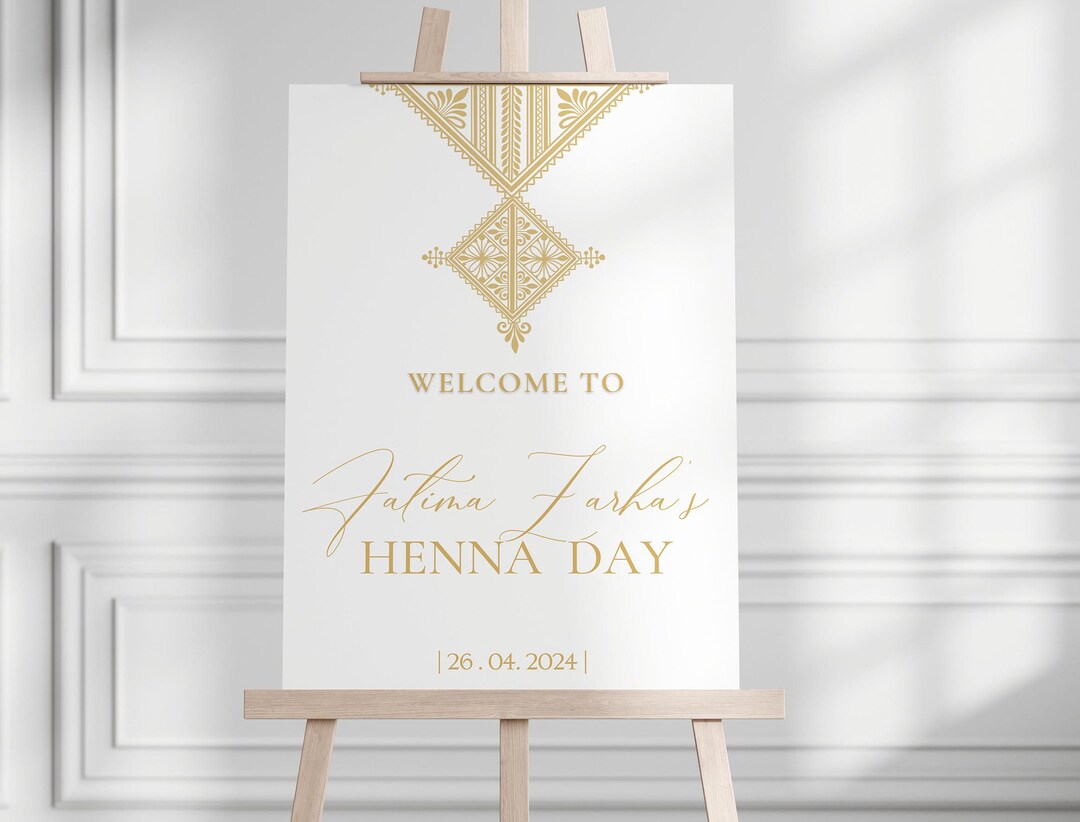 HENNA WELCOME SIGN , Gold Fessi Welcome Sign , Traditional Wedding ...