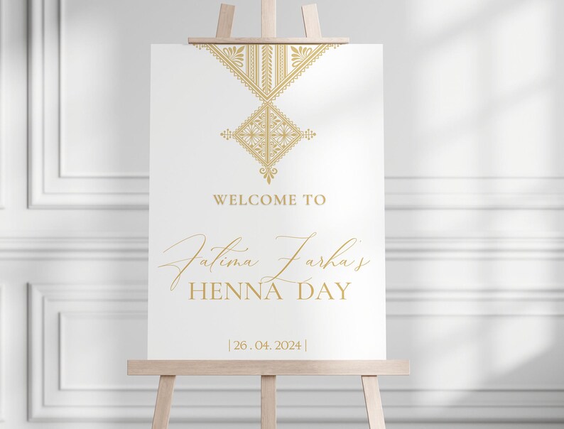 HENNA WELCOME SIGN , Gold Fessi Welcome Sign , Traditional Wedding ...
