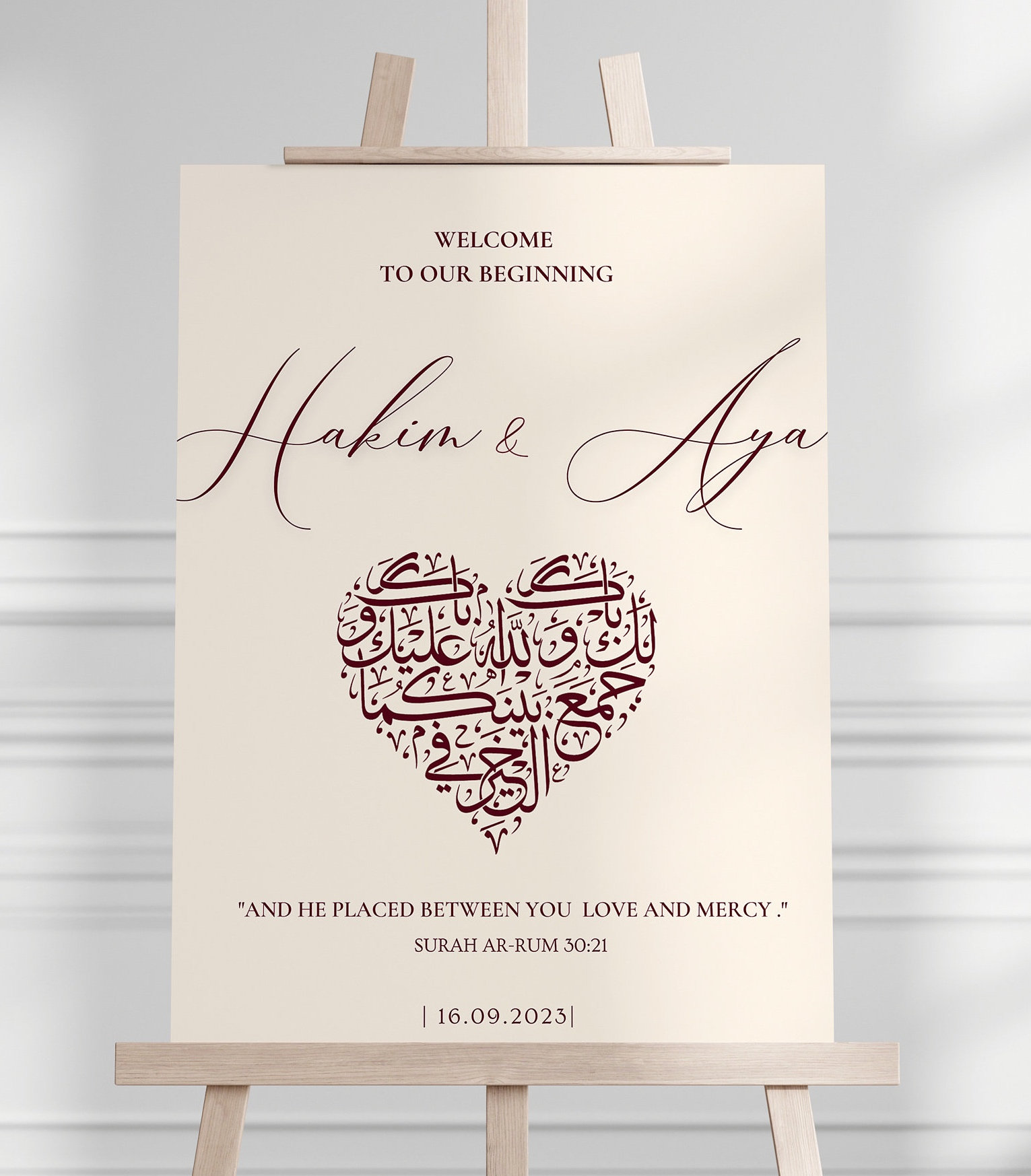 Islamic Nikkah Wedding Walima Personalized Welcome Sign | Arabic ...