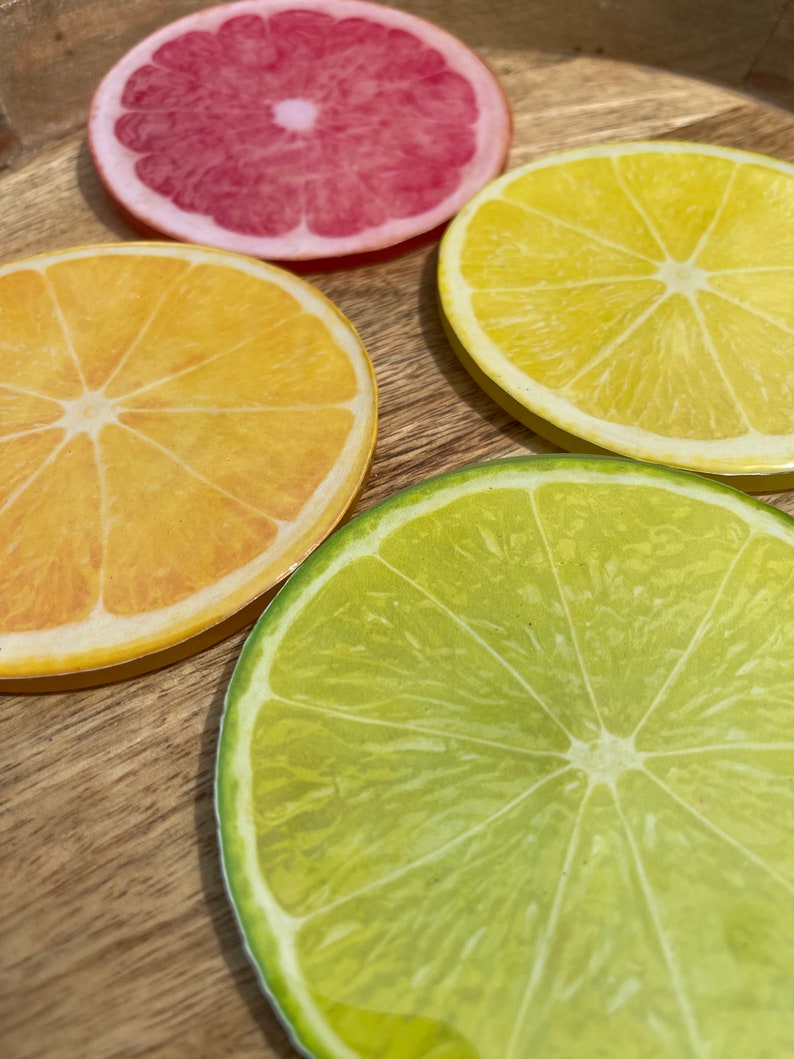 Citrus Fruit Slice Resin Coasters: Summer Kitchen Decor - Etsy UK