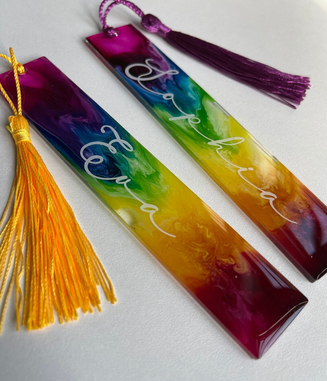 Personalised Bookmark Resin Bookmark Rainbow Bookmark | Etsy UK