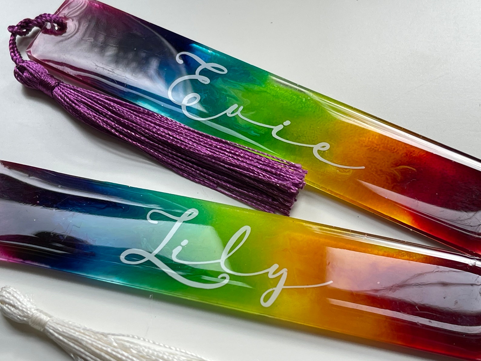 Personalised Bookmark Resin Bookmark Rainbow Bookmark | Etsy UK
