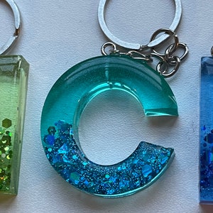 Personalized Glitter Resin Initial Keyring: Bag Charm - Etsy UK