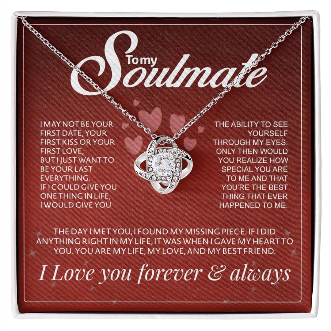 To My Soulmate Gift, Love Knot Necklace, Birthday Gift for Girlfriend, Gift for Soulmate ...