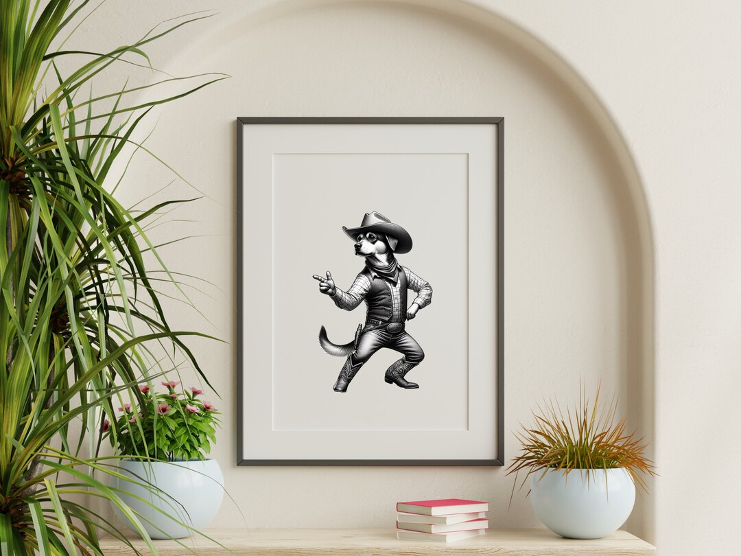 Cowboy Dog, Dog Poster, Western, Modern Western Print, Cowboy, Cowgirl ...