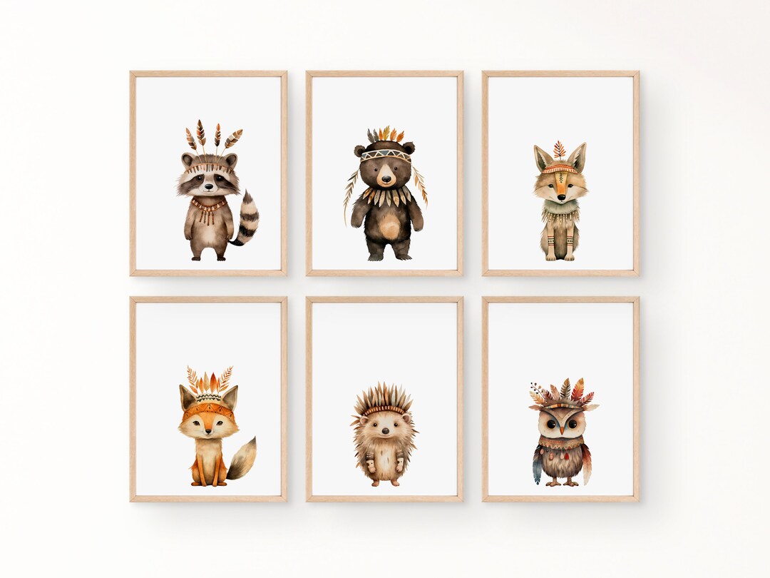 Boho Woodland Animal Prints: Nursery Decor Set (digital Download) - Etsy