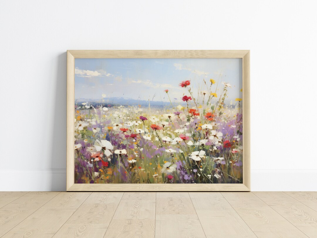 Wildflower Field Art, Wildflower Art Print, Flower Field Print ...