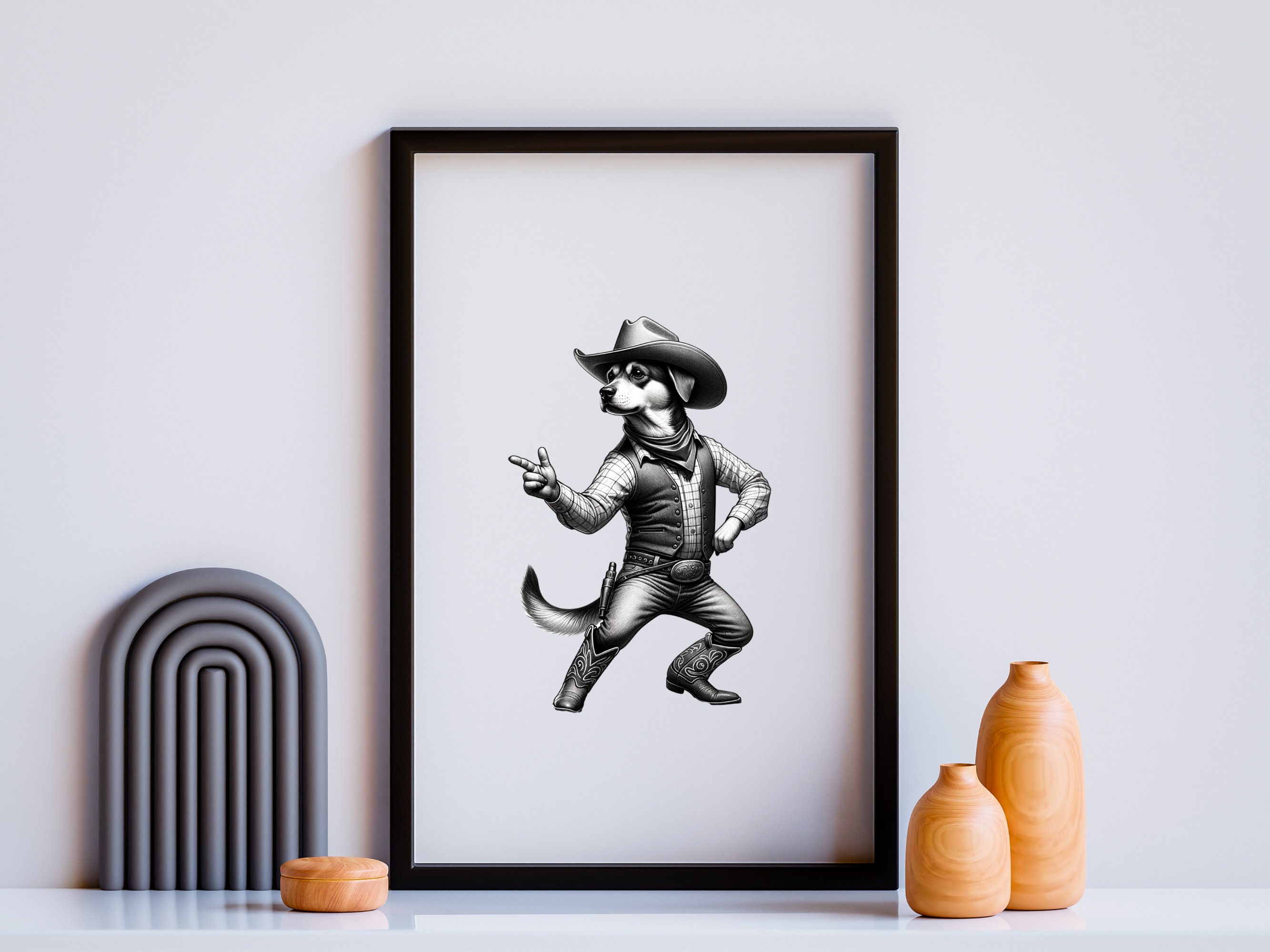 Cowboy Dog, Dog Poster, Western, Modern Western Print, Cowboy, Cowgirl ...