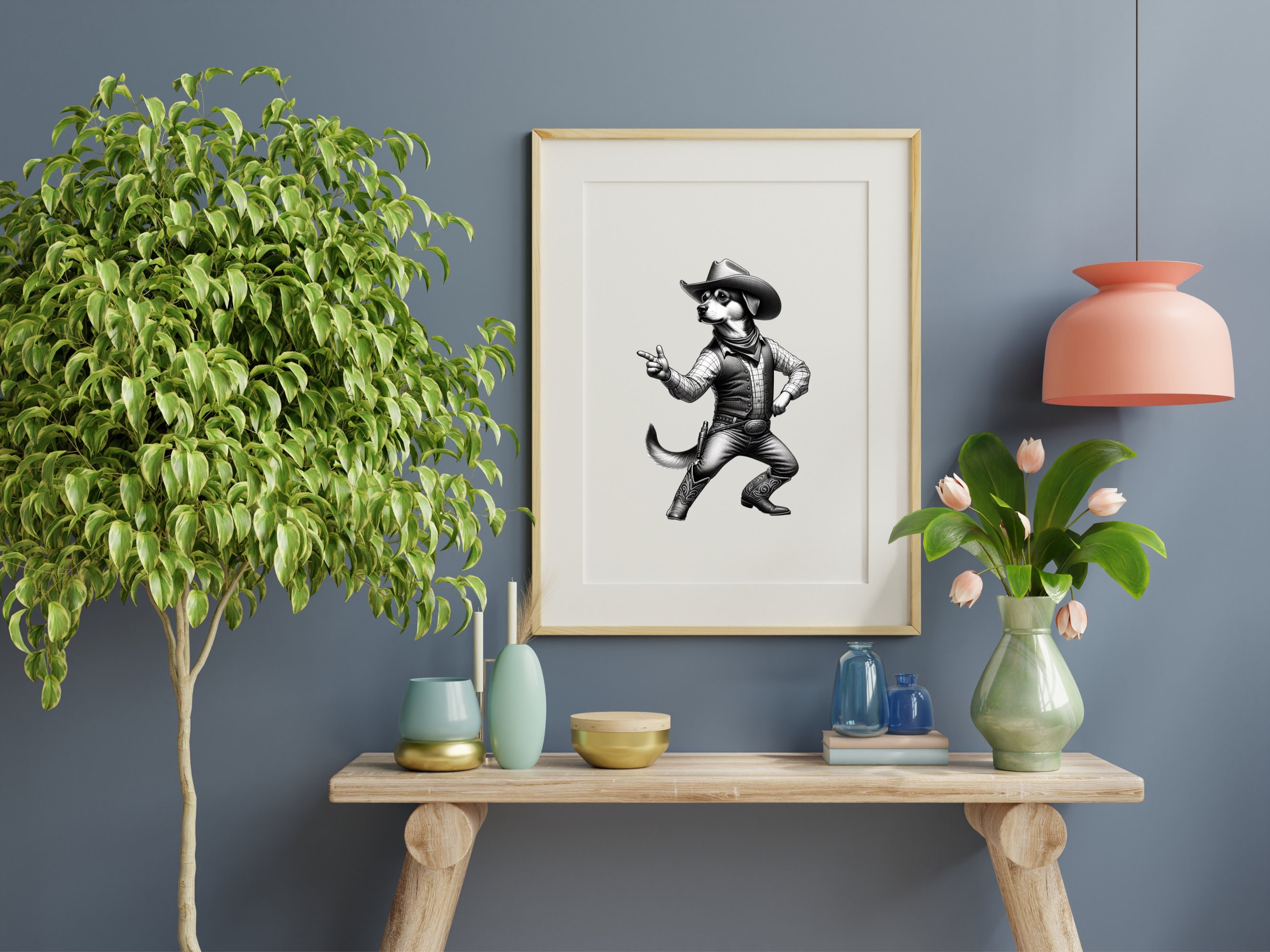 Cowboy Dog, Dog Poster, Western, Modern Western Print, Cowboy, Cowgirl ...
