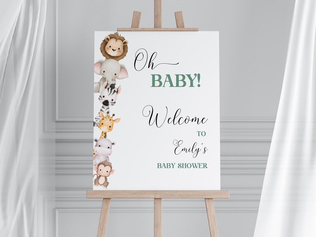 Safari Baby Shower Welcome Sign: Jungle Theme (digital Download, 16x20 ...