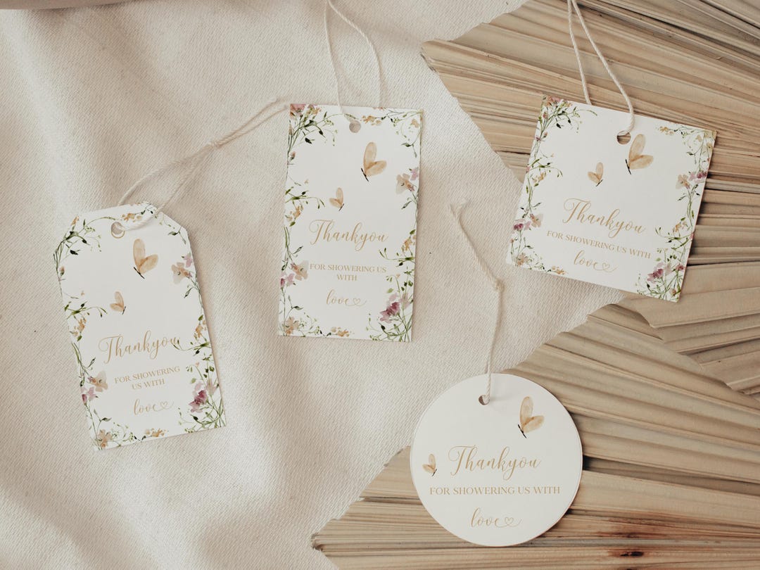 Butterfly Baby Shower Favor Tags: Canva Template (digital Download - Etsy