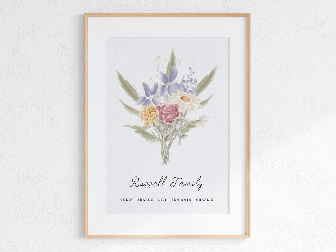 Custom Birth Flower Family Print - Etsy