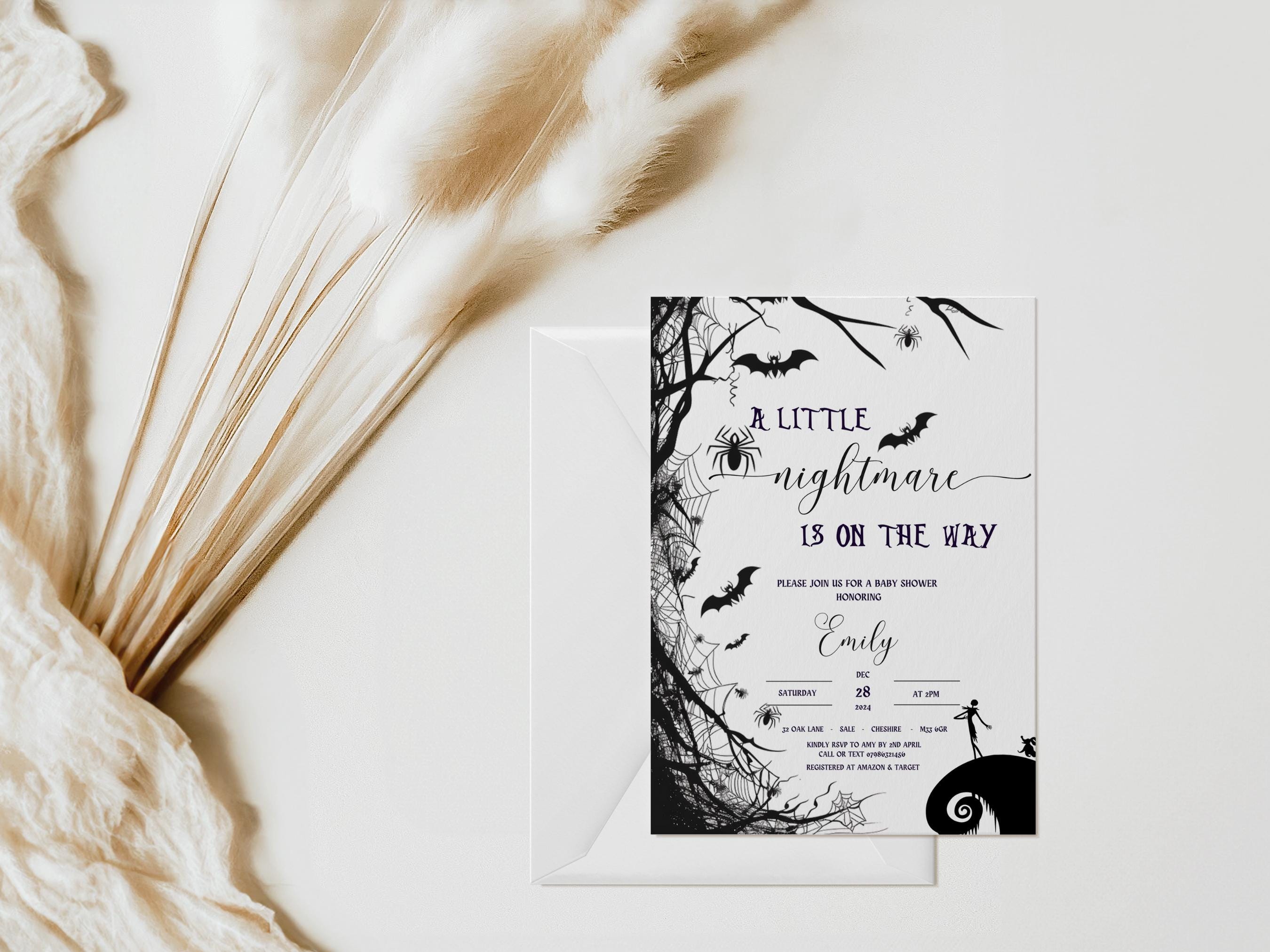 Nightmare Before Christmas Baby Shower Invitation: 5x7 Editable ...