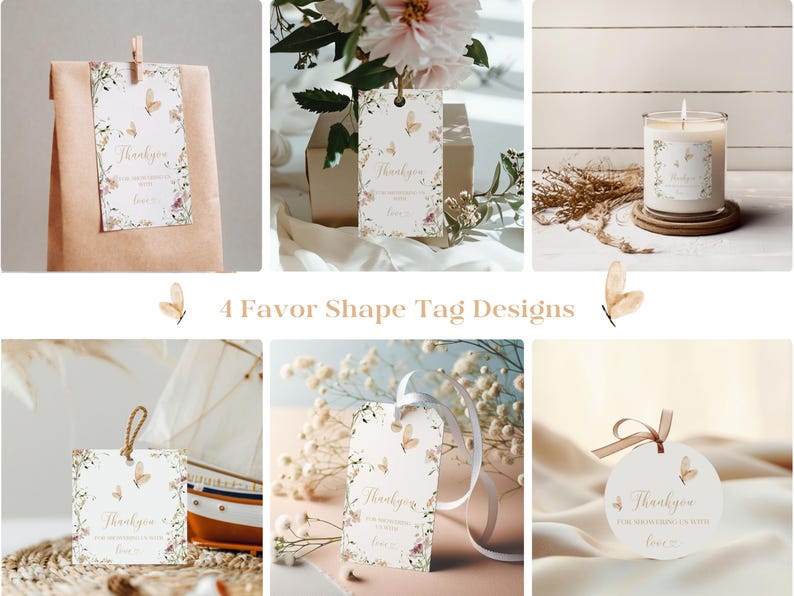 Butterfly Baby Shower Favor Tags: Canva Template (digital Download - Etsy