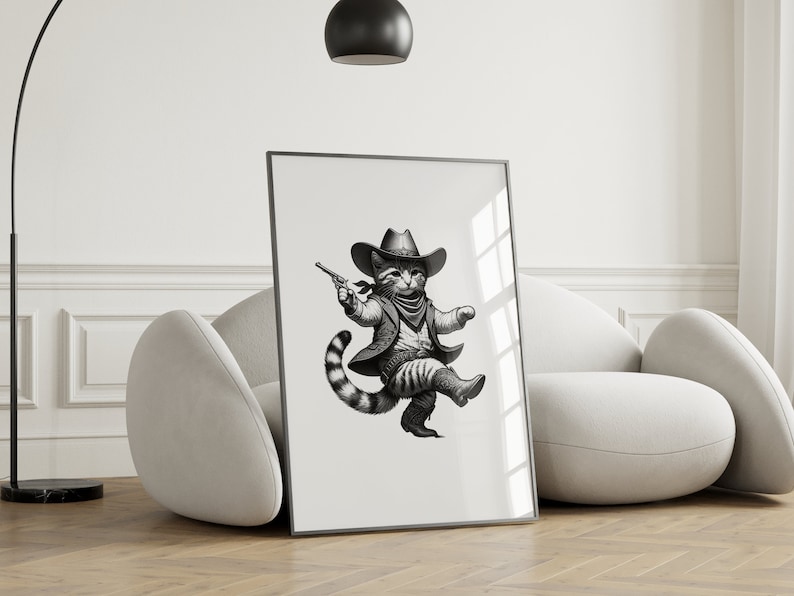 Cowboy Cat, Cowboy Hat, Funny Western Art, Fun Western Art, Retro ...
