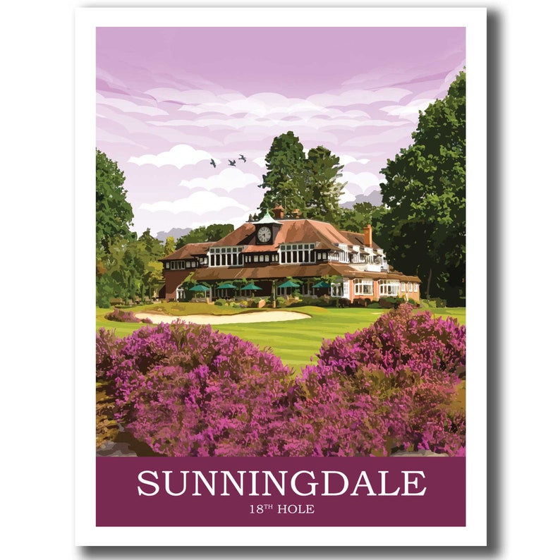 Sunningdale Course 18th Berkshire Golf Travel Print Gift for - Etsy