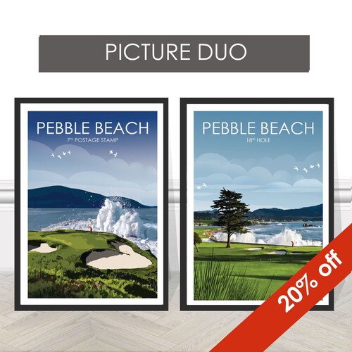 Pebble Beach 7 California Golf Travel Print Poster | Etsy