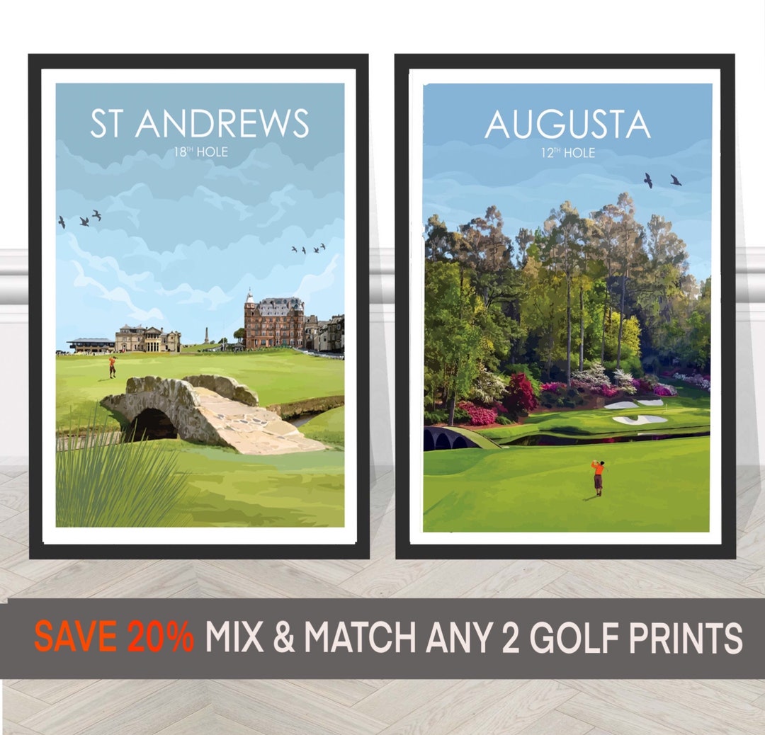 Mix and Match, Any 2 Golf Prints, Golf Course Prints, St Andrews ...