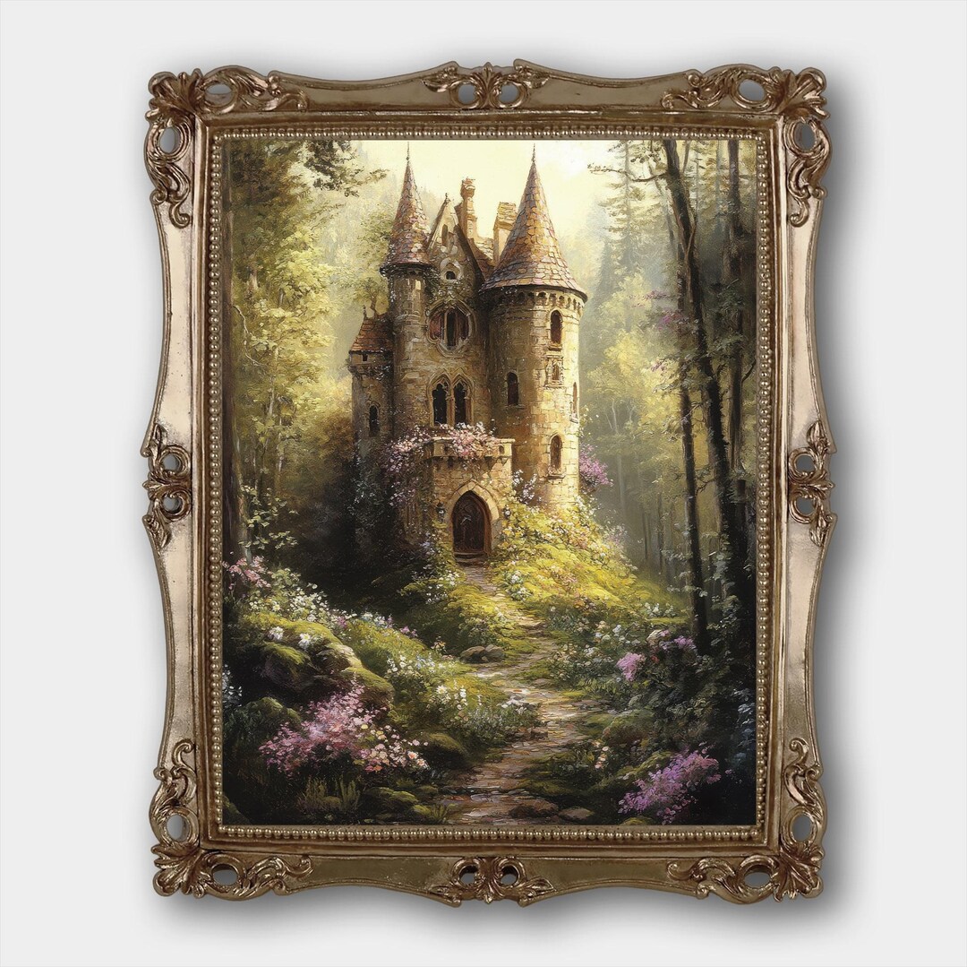 Floral Castle Art Print: Fairycore Cottagecore Home Decor (digital ...
