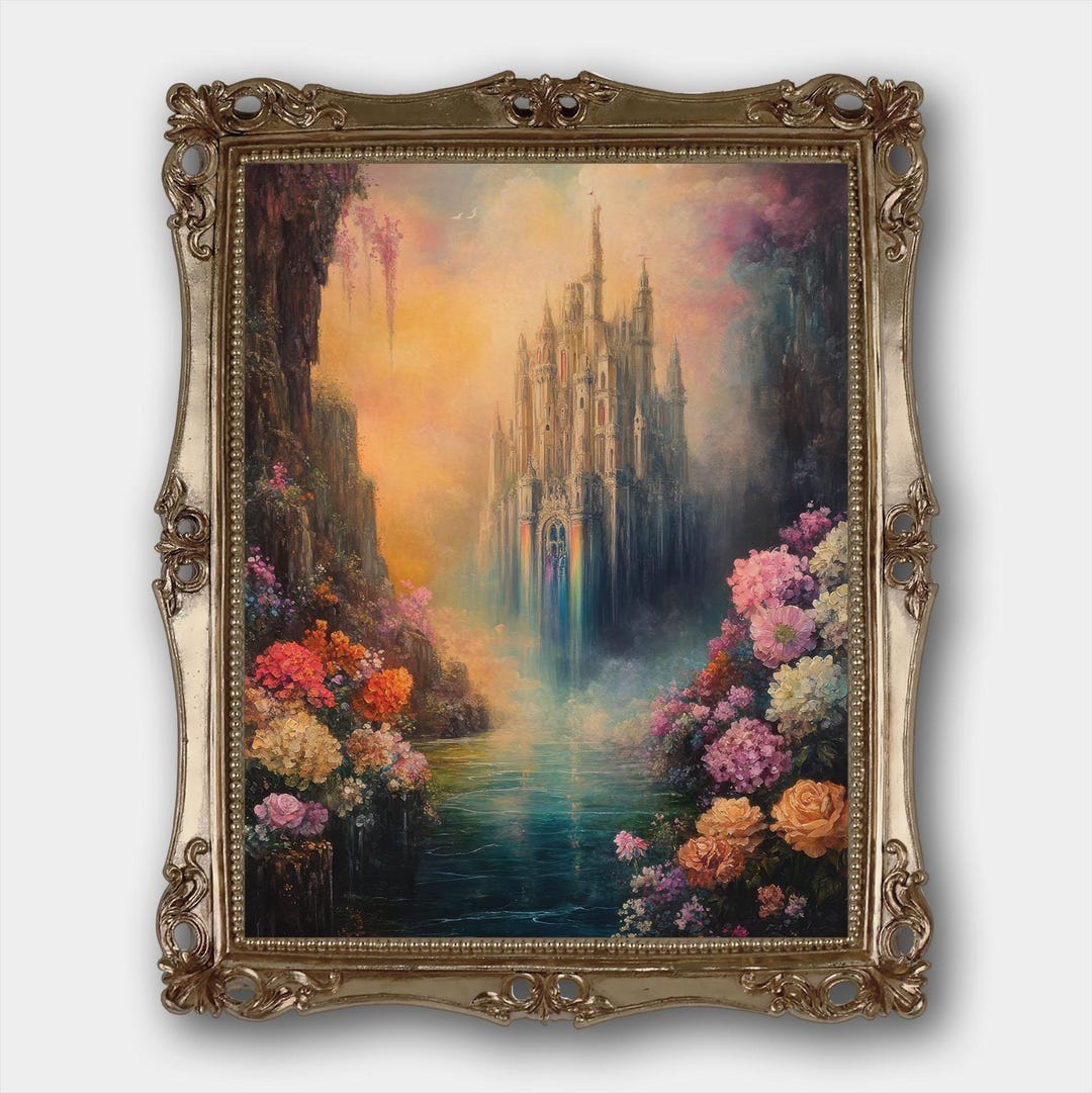 Fairytale Castle Digital Download Print Original Floral Fairy Fine Art ...