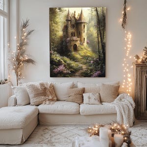 Floral Castle Art Print: Fairycore Cottagecore Home Decor (digital ...
