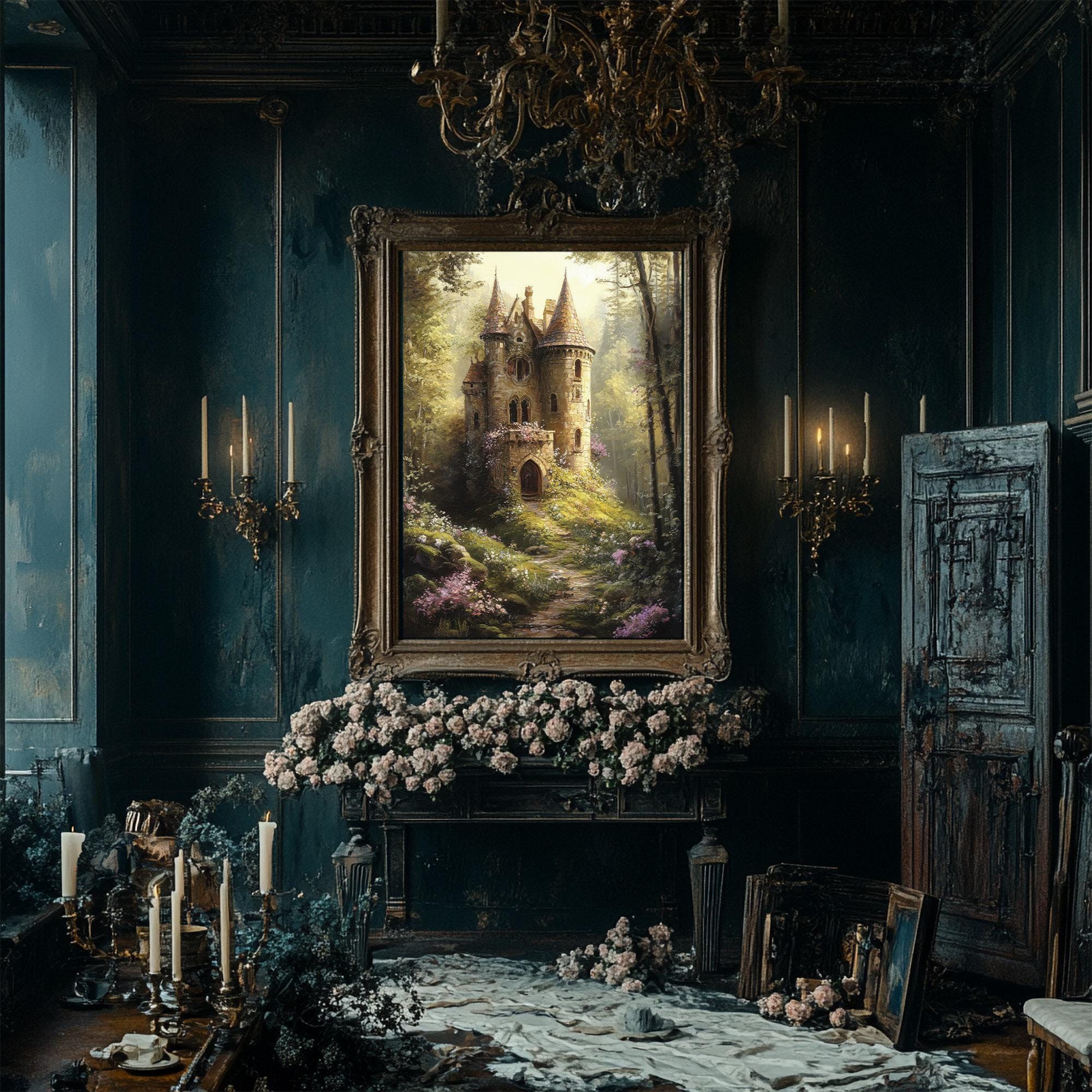 Floral Castle Art Print: Fairycore Cottagecore Home Decor (digital ...