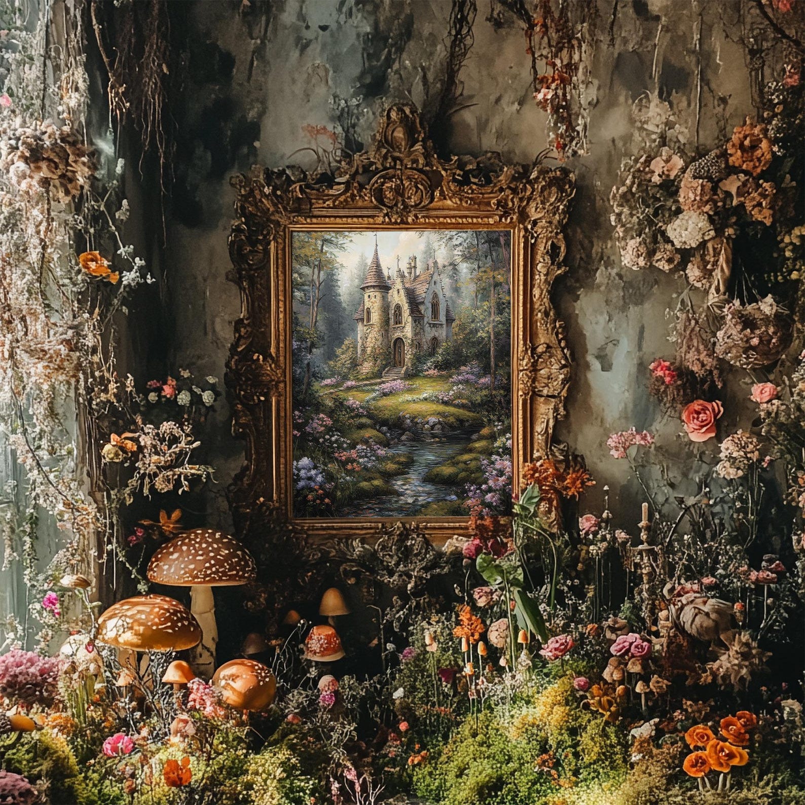 Forest Castle Digital Download Print Original Cottagecore Fairy Fine ...