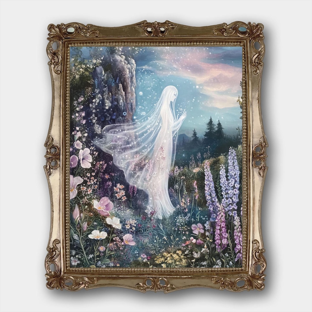 Ghost Fairy Foxgloves Print: Dark Forestcore Cottagecore Art (digital ...