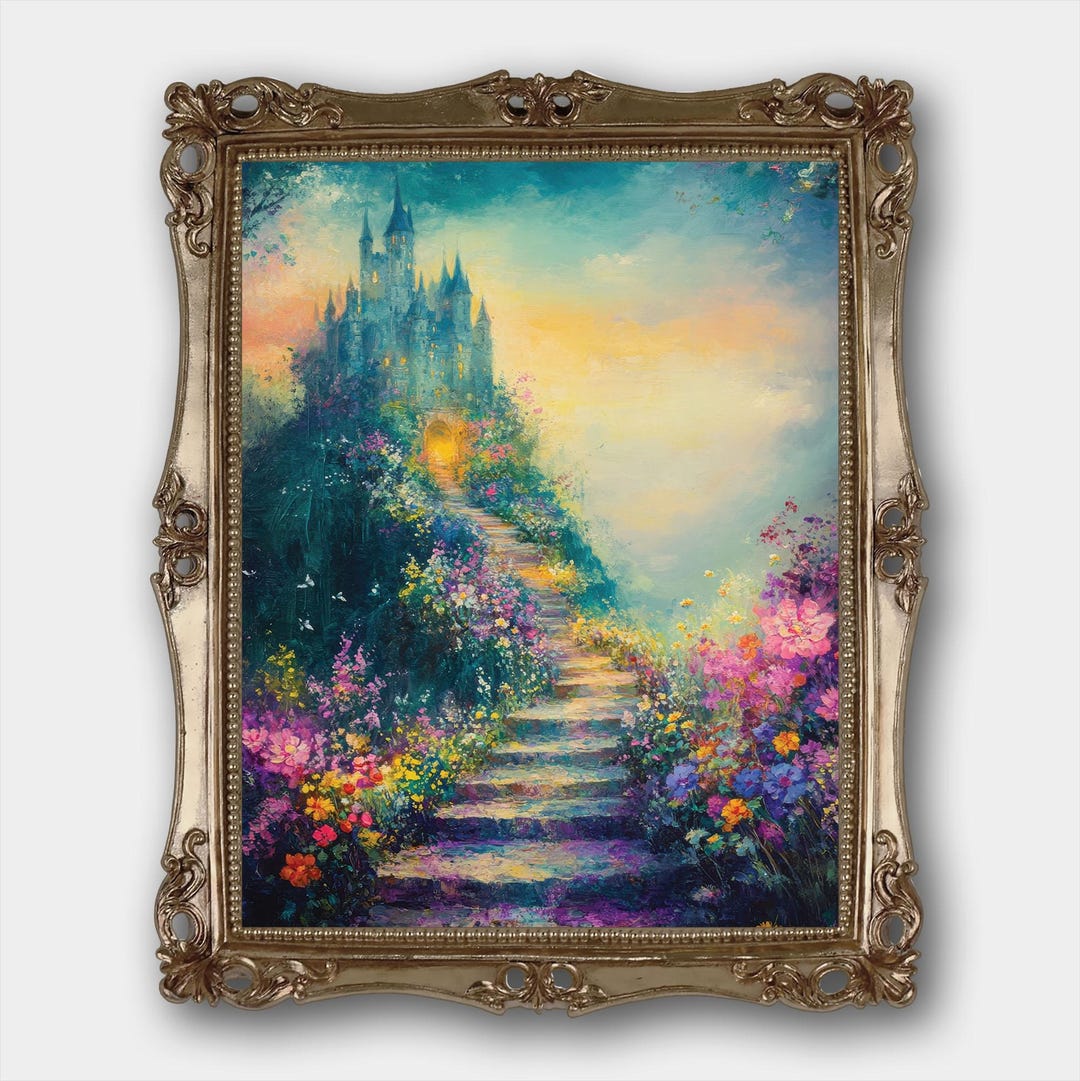 Fairytale Castle Digital Download Print Original Floral Fairy Fine Art ...