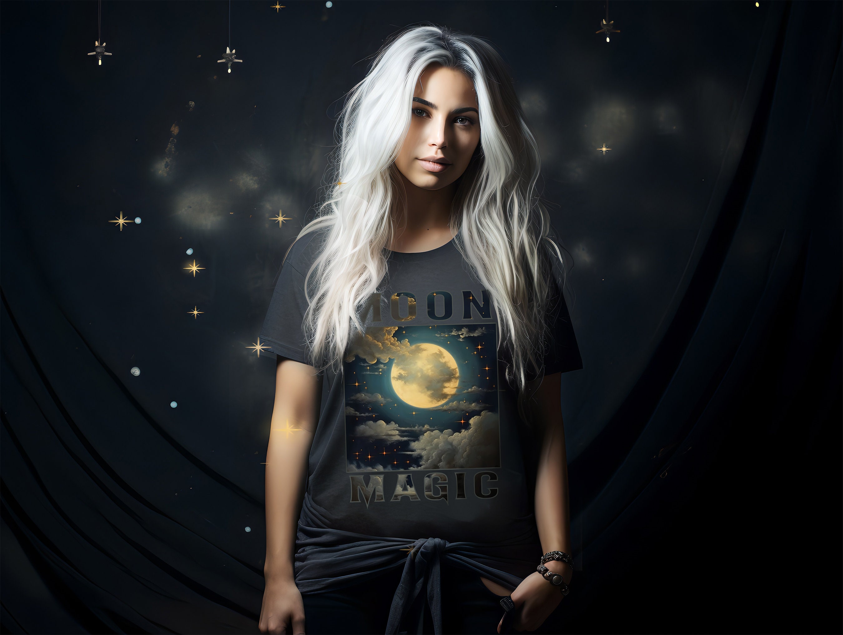 Dreamcore Celestial Moon Tshirt Stars and Moon Print Astronomy T-shirt ...