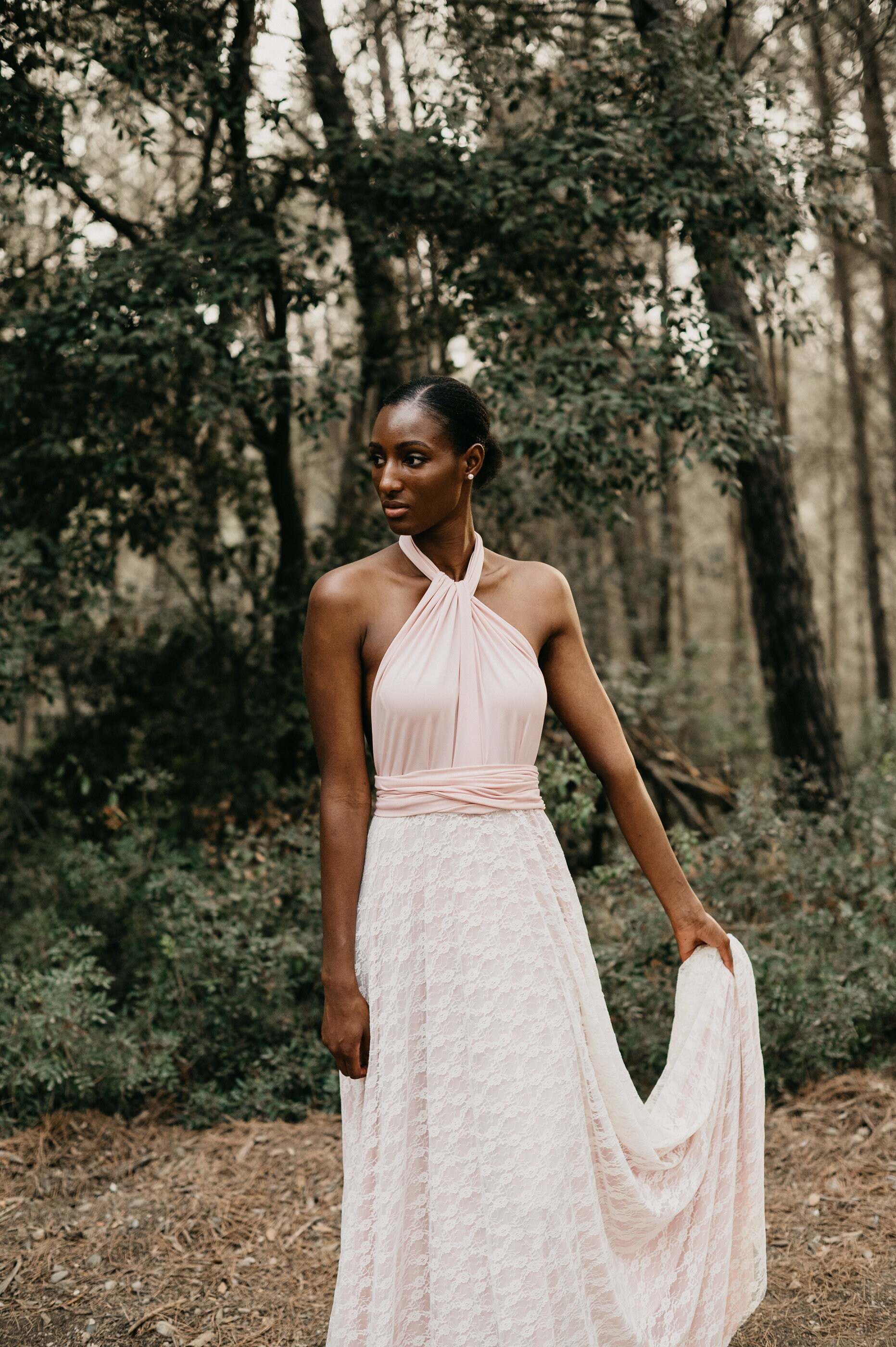 Light Pink Infinity Dress With Ivory Lace Overskirt - Etsy